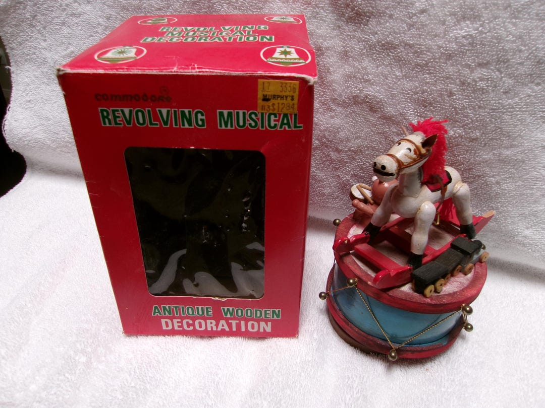 Vintage 1983 Commodore Christmas Revolving Musical Wooden Decor - Etsy