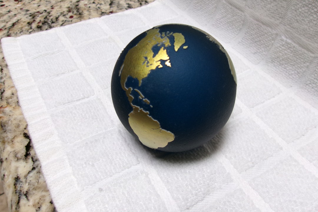 Vintage Cobalt Blue Translucent Glass World Globe Paper Weight Signed ...