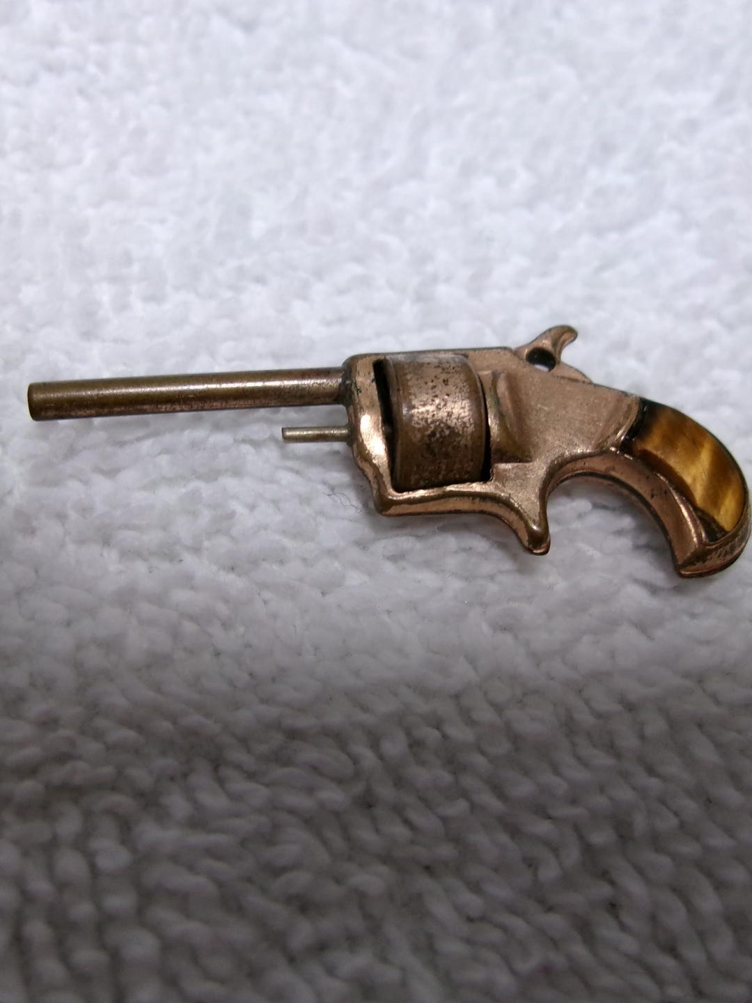 Vintage 22 Caliber Charm Gun/tiger Eye Gold Wash - Etsy