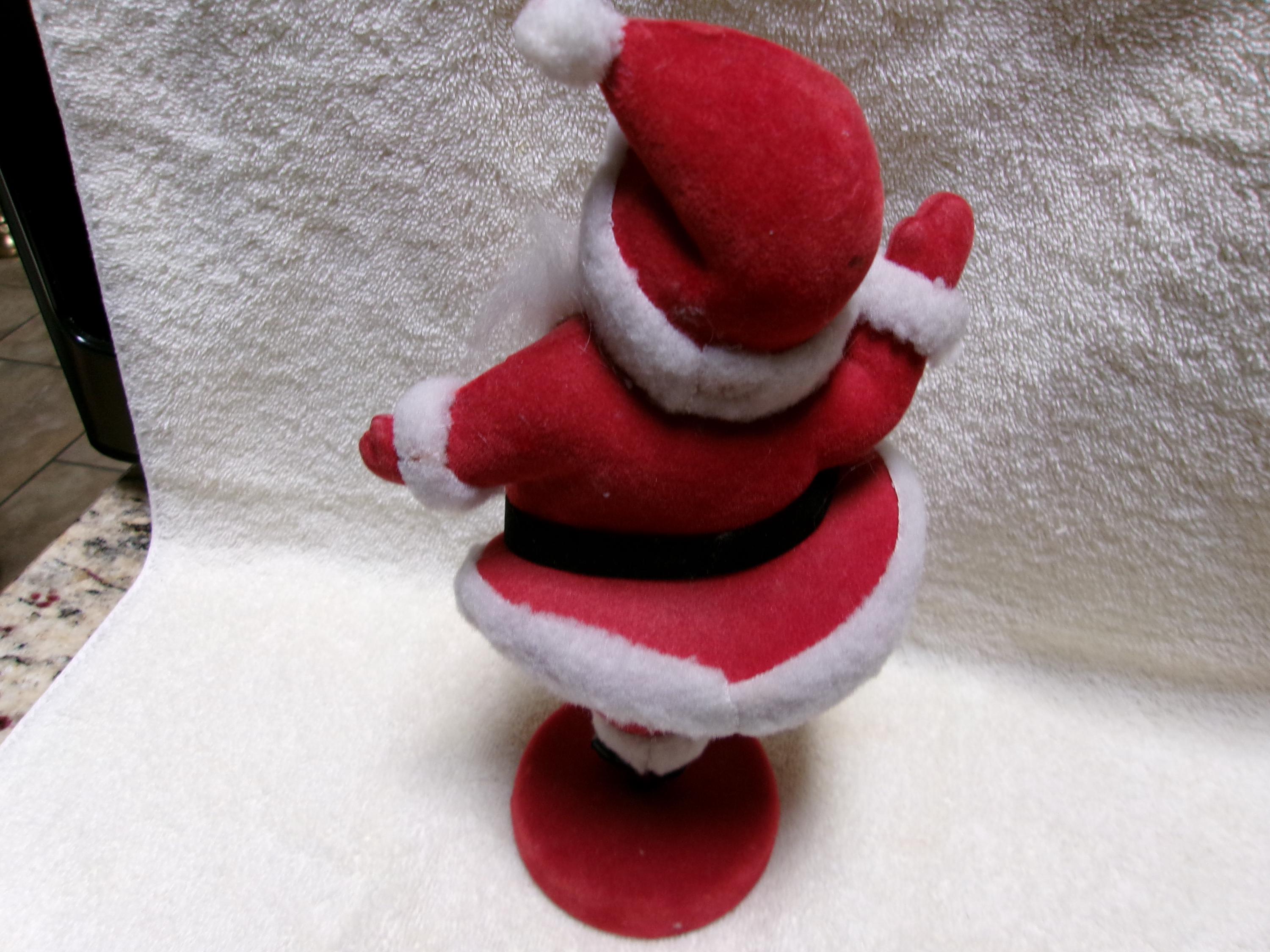 Vintage Flocked Christmas Santa Claus in a Jolly Dancing Mood, 9 1/2 ...