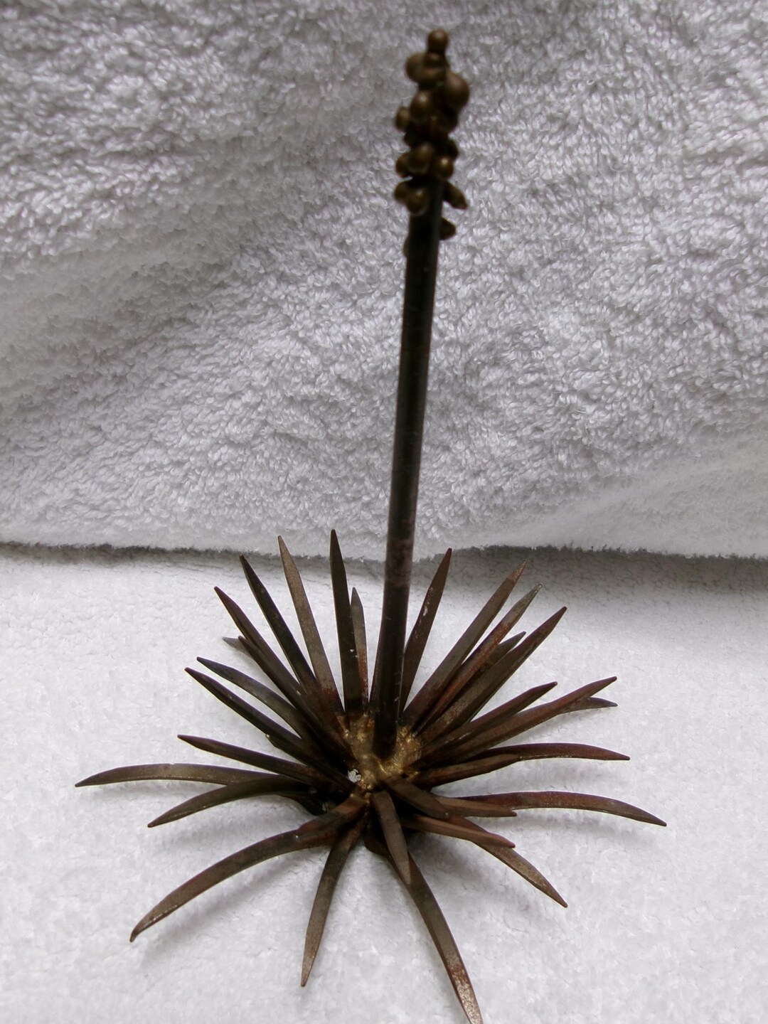 Vintage MCM Metal Artwork Agave Cacti Metal Artwork 6 1/2" Tall Marked ...