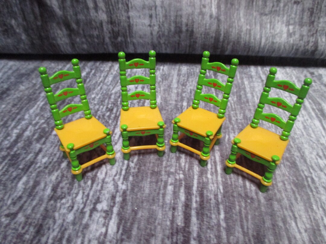Vintage Orange and Green, Mattel Little Peoples Metal Dining Chairs X 4 ...