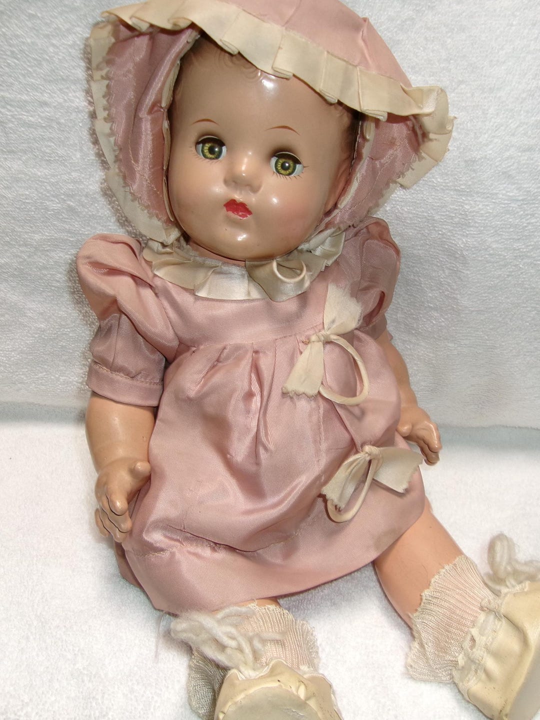 Vintage All Composite Doll, Sleep Eyes Original Clothing, Molded Hair ...