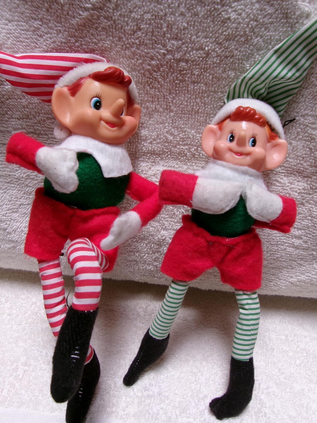 Vintage 80s Two Knee Huggers, Christmas Elfs 8" - Etsy