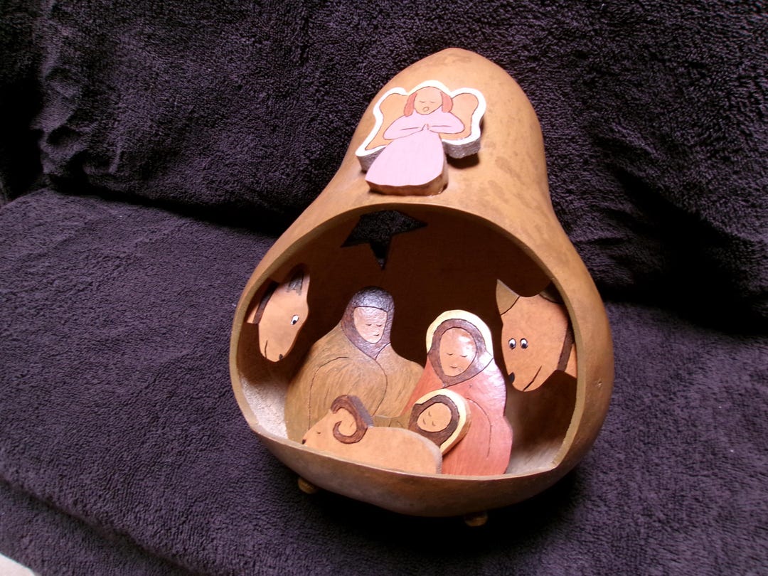 Vintage Squash Shell Christmas Nativity W/light - Etsy