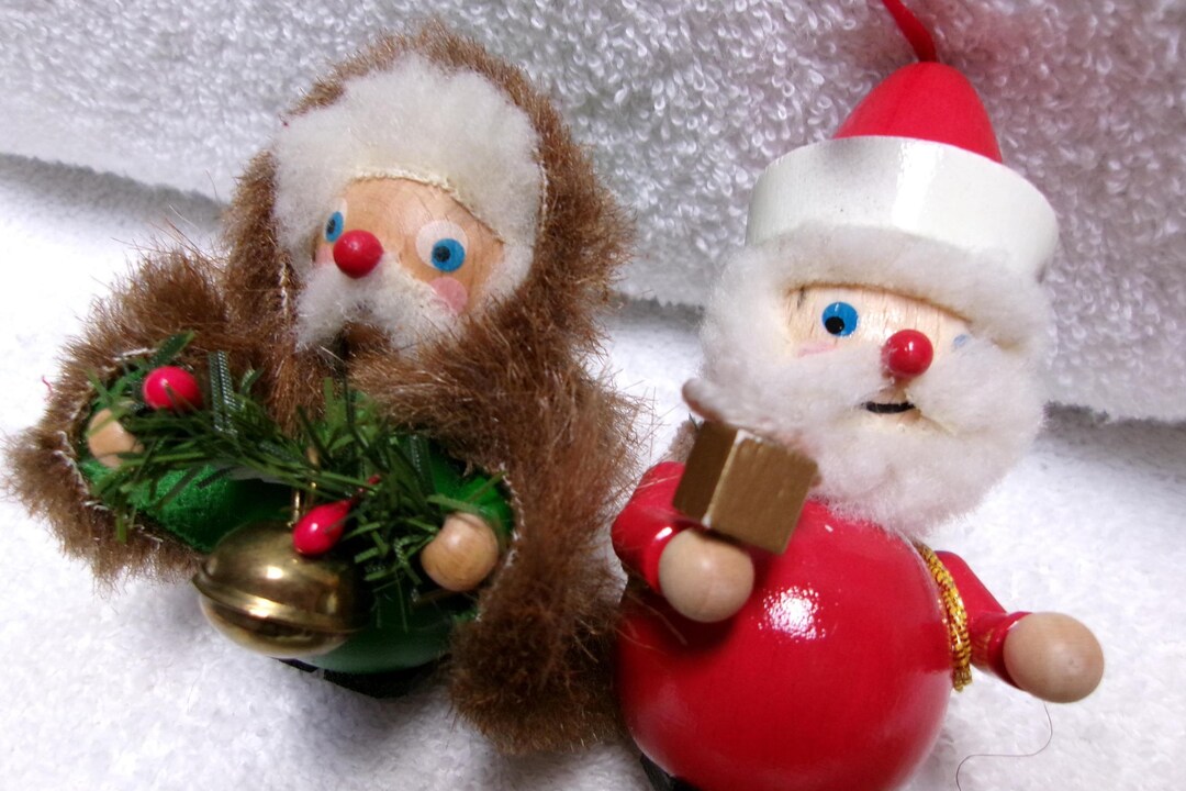 Vintage Pair Wooden Steinbach Father Christmas German Santa Clause ...