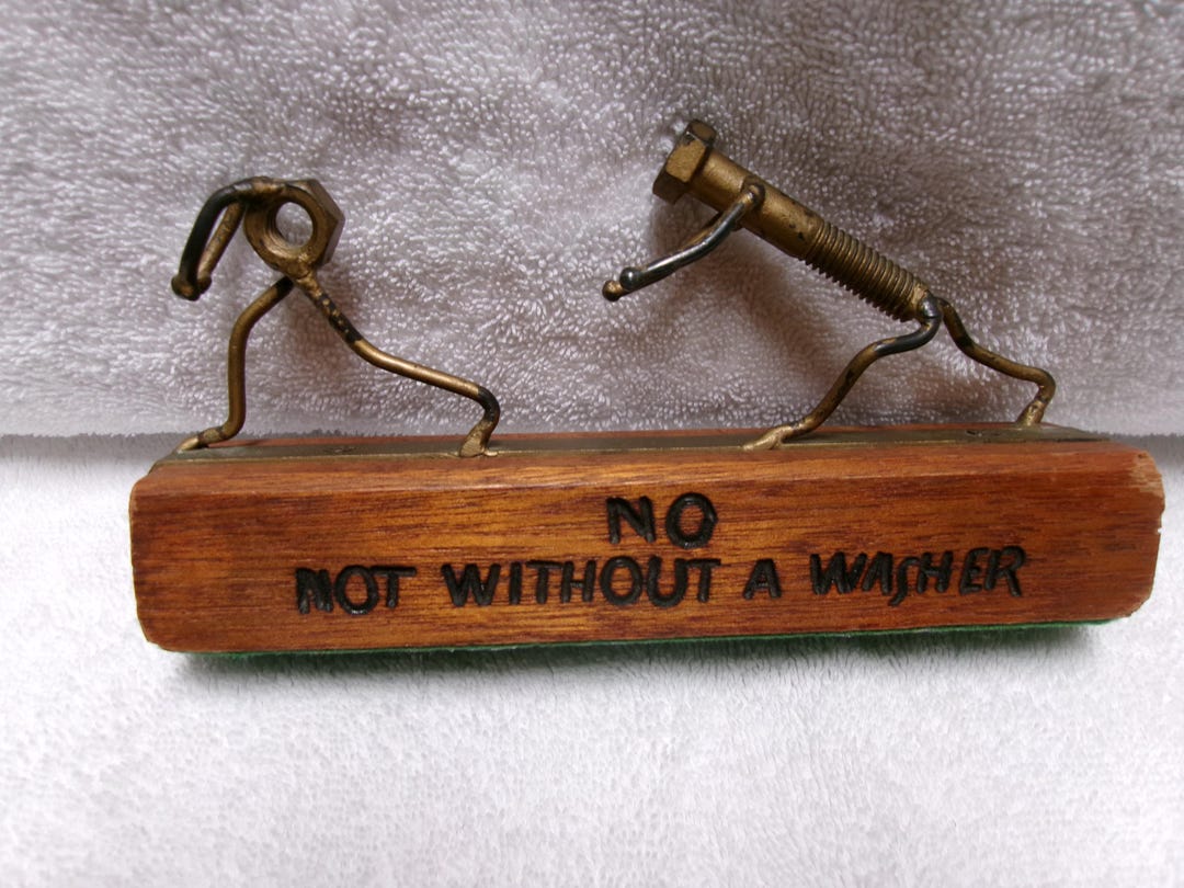 Vintage Sculpture Decorative Nut Bolt Wood Figurine No Not Without a ...