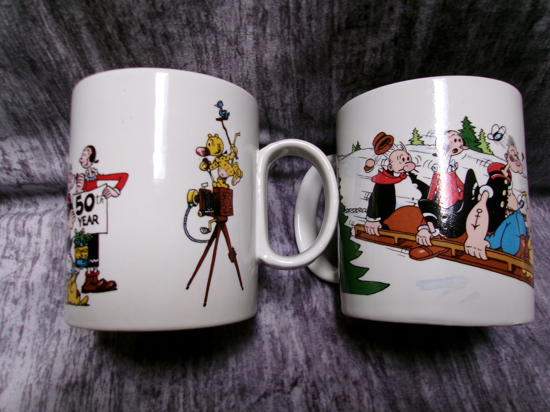 Vintage 1980 Popeye Christmas Coffee Mugs X 2 Pair King Features ...