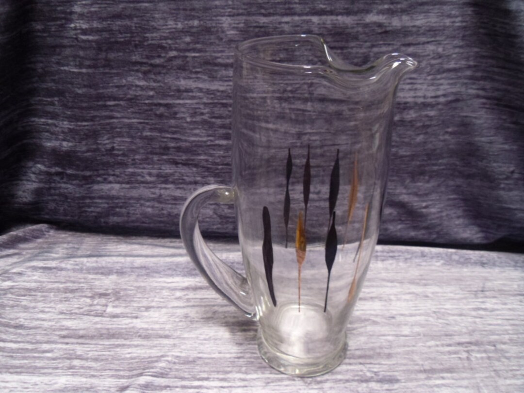 Vintage Retro Tall Slender Classy Glass Pitcher - Etsy