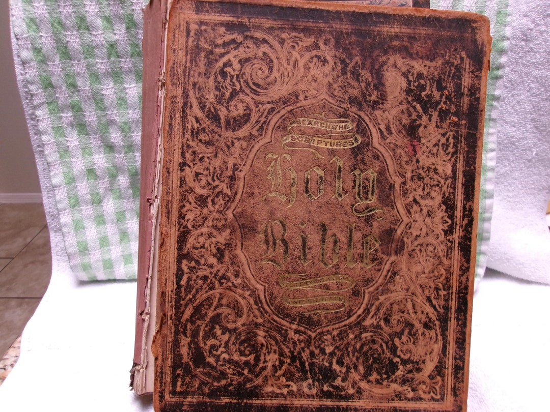 Antique Holy Bible Search the Scriptures /for They Are the Light Into ...
