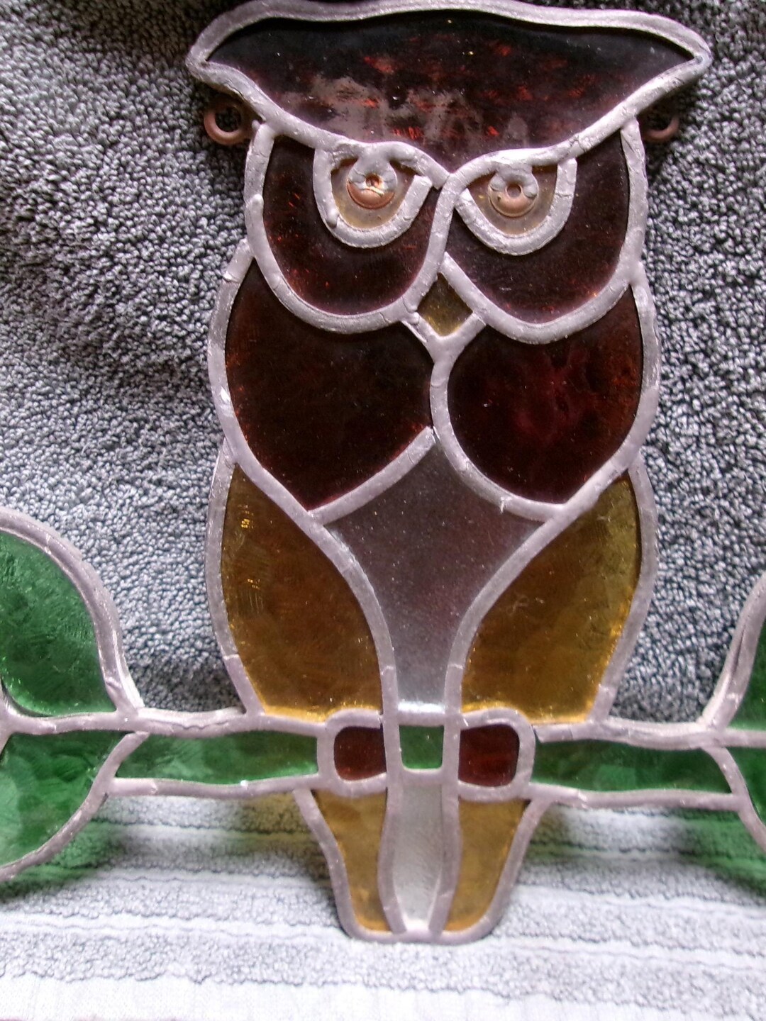 Vintage Lead Metal Stained Glass Owl 10"x10" - Etsy