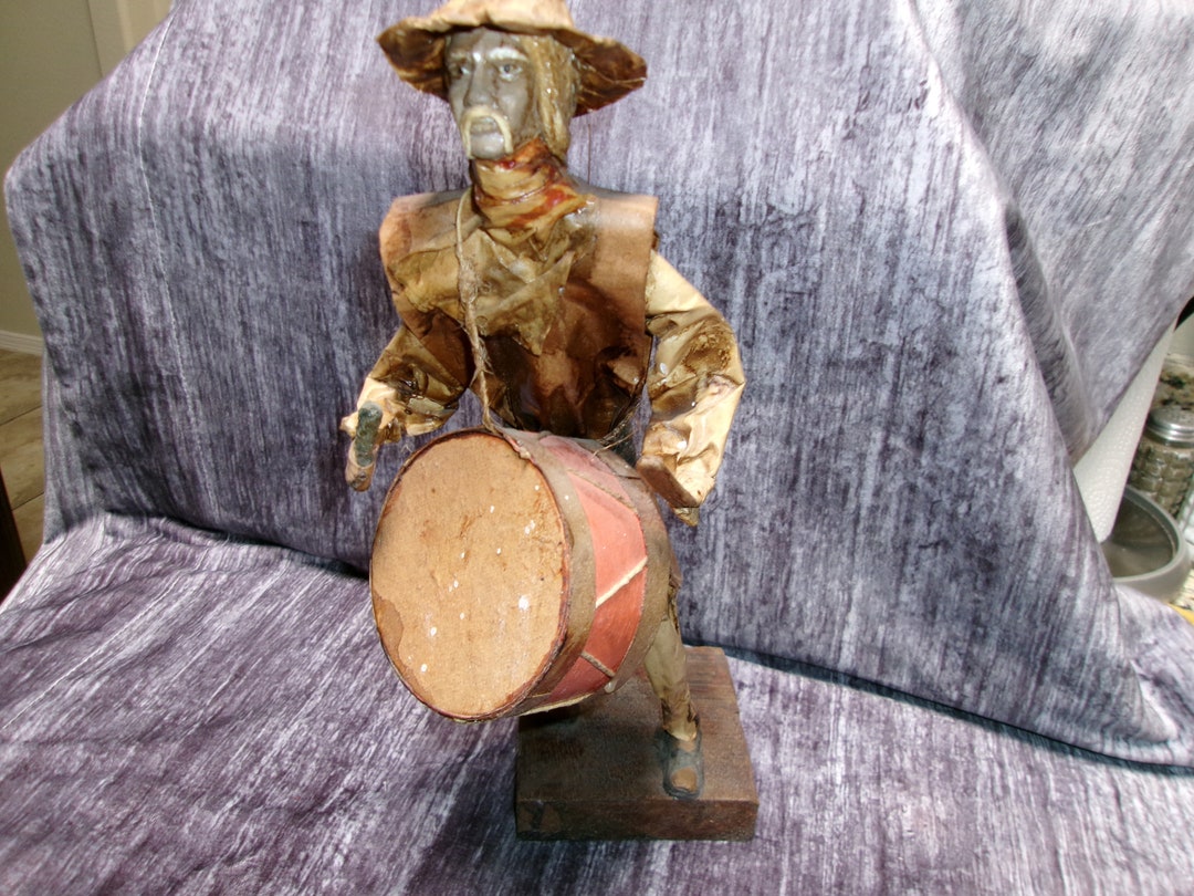 VTG 1970s Paper Mache Man Playing a Drum 14" Tall - Etsy