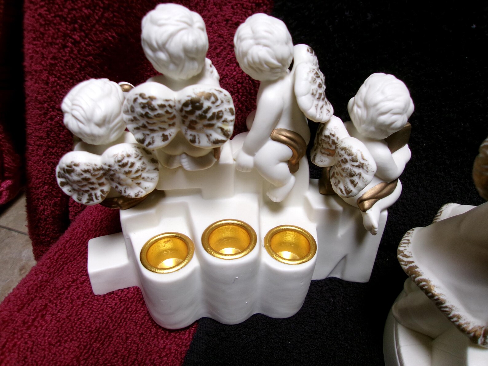Vintage 1996 Bisque Buchase X 3 Set White Santa,angles,etc 10 1/2 ...