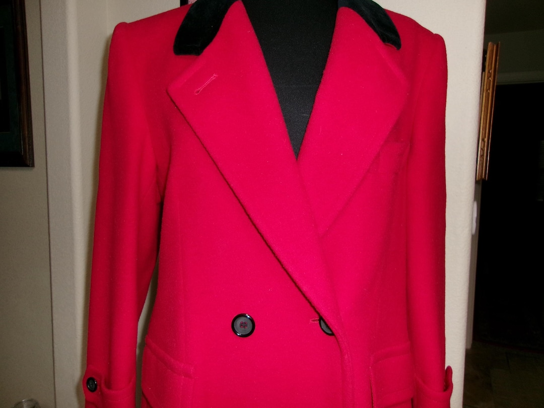 Vintage Evan Picone Red 100% Wool Double Breasted Long Coat Sz M - Etsy
