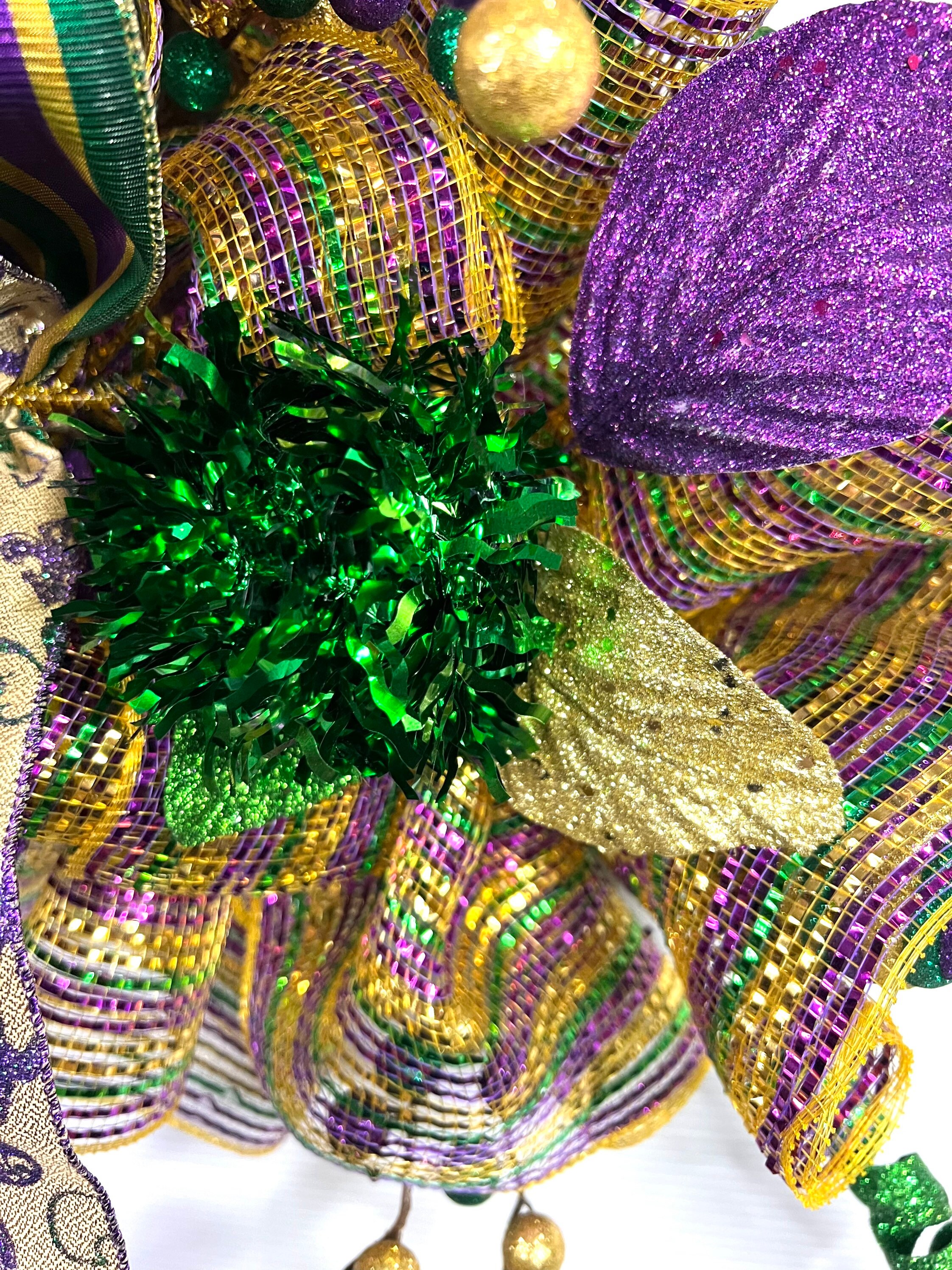 Mardi Gras Wreath, Mardi Gras Decor, Carnival Decorations, Fat Tuesday ...