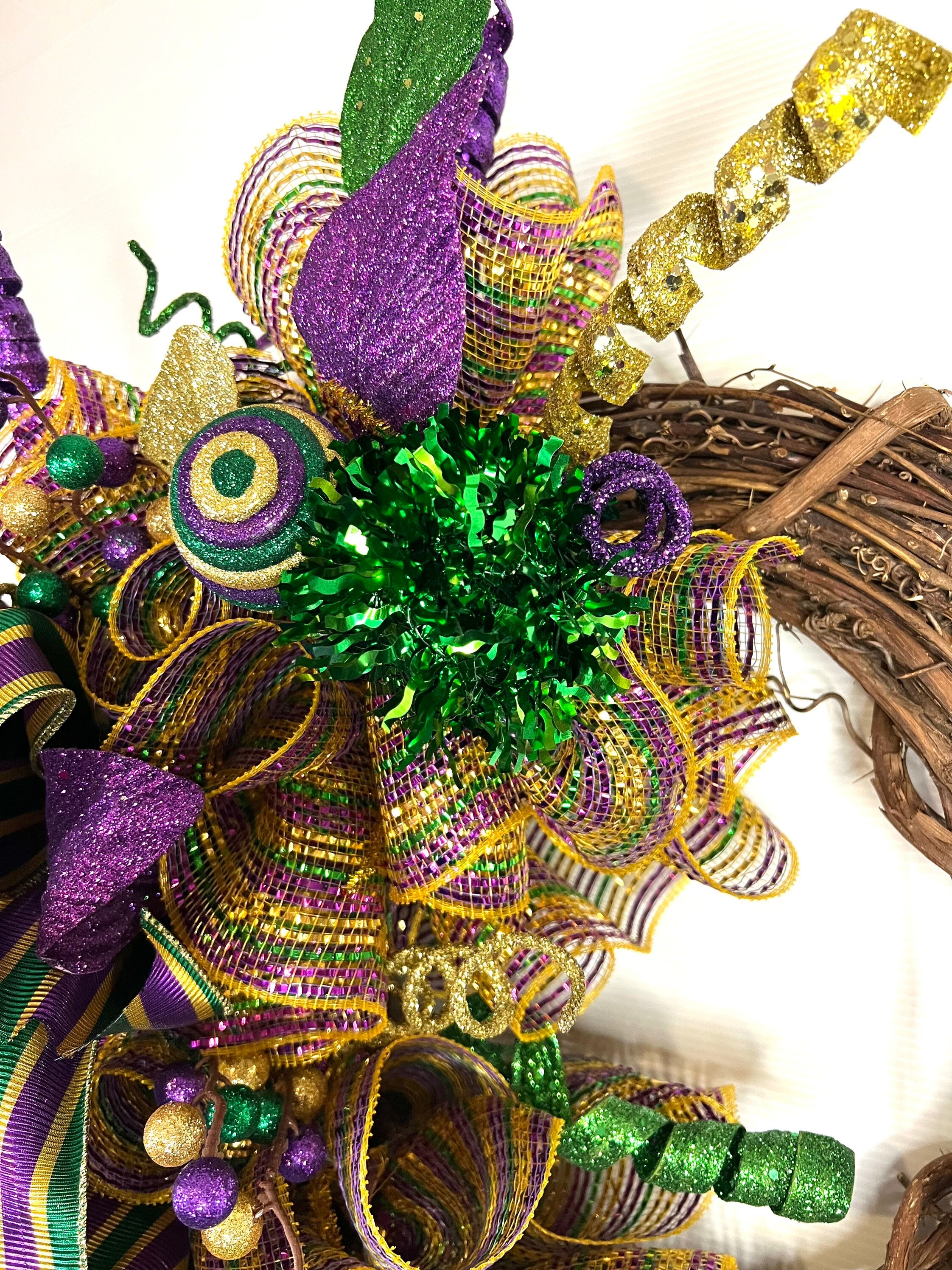 Mardi Gras Wreath, Mardi Gras Decor, Carnival Decorations, Fat Tuesday ...