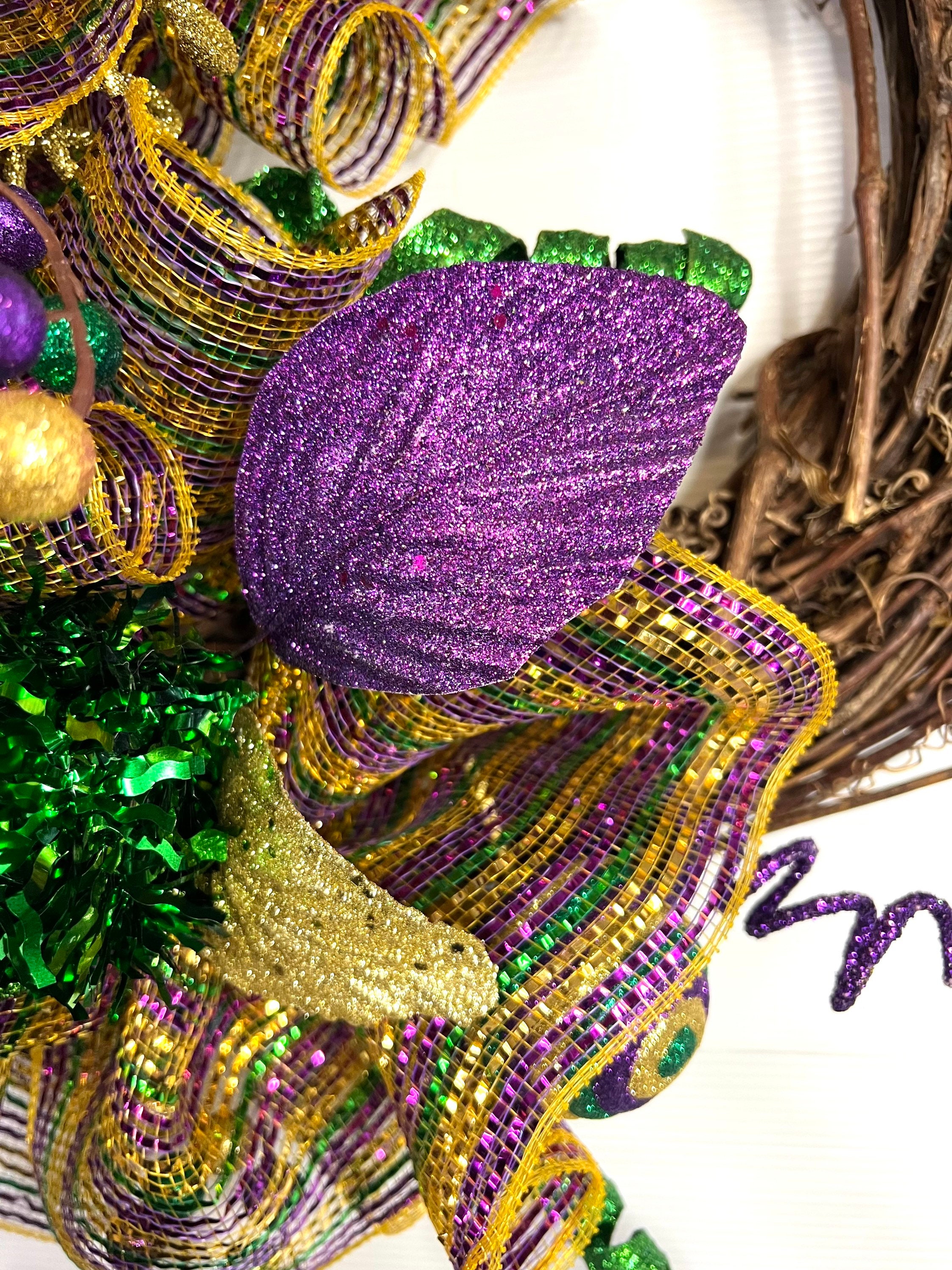 Mardi Gras Wreath, Mardi Gras Decor, Carnival Decorations, Fat Tuesday ...