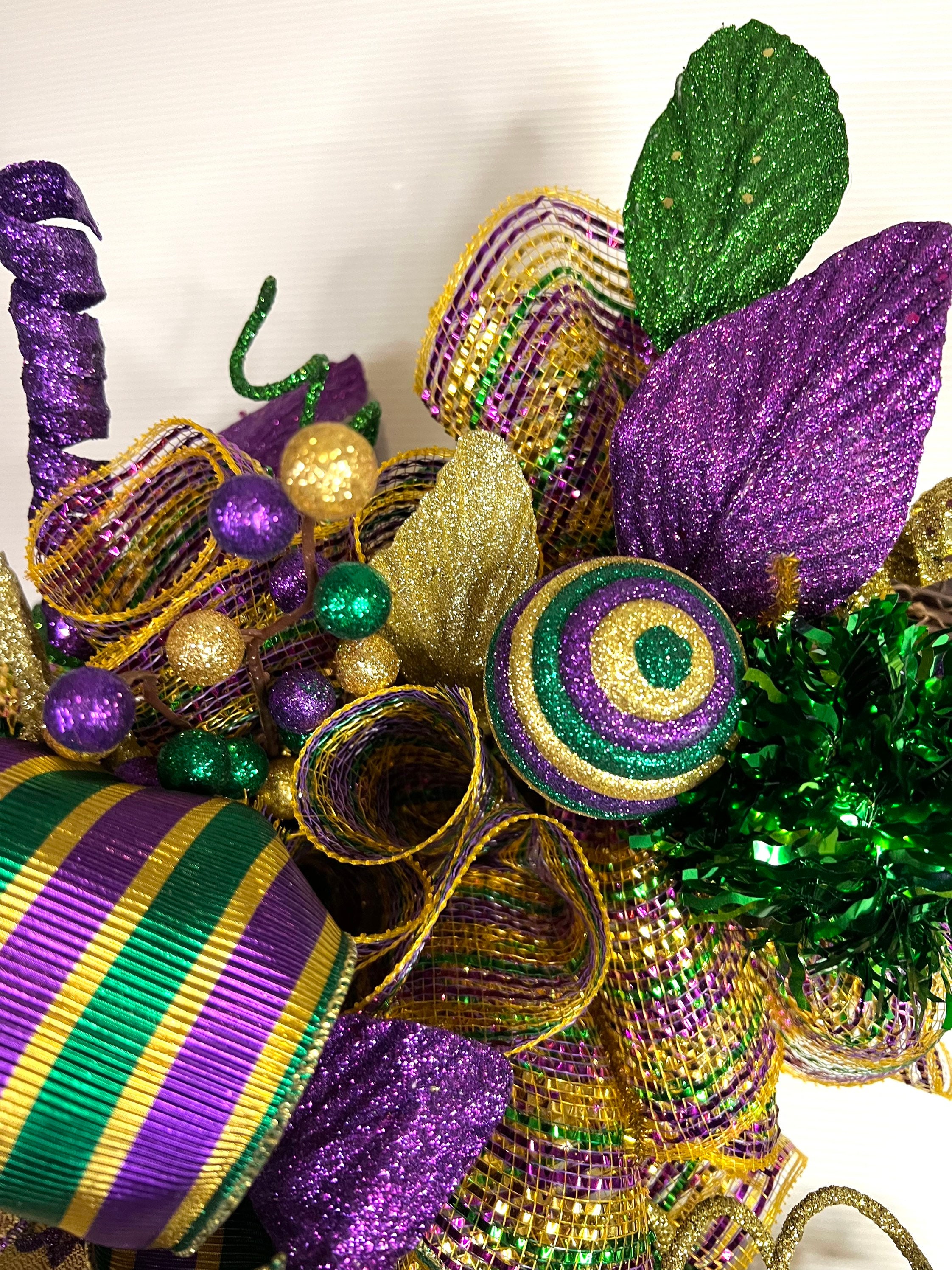 Mardi Gras Wreath, Mardi Gras Decor, Carnival Decorations, Fat Tuesday ...