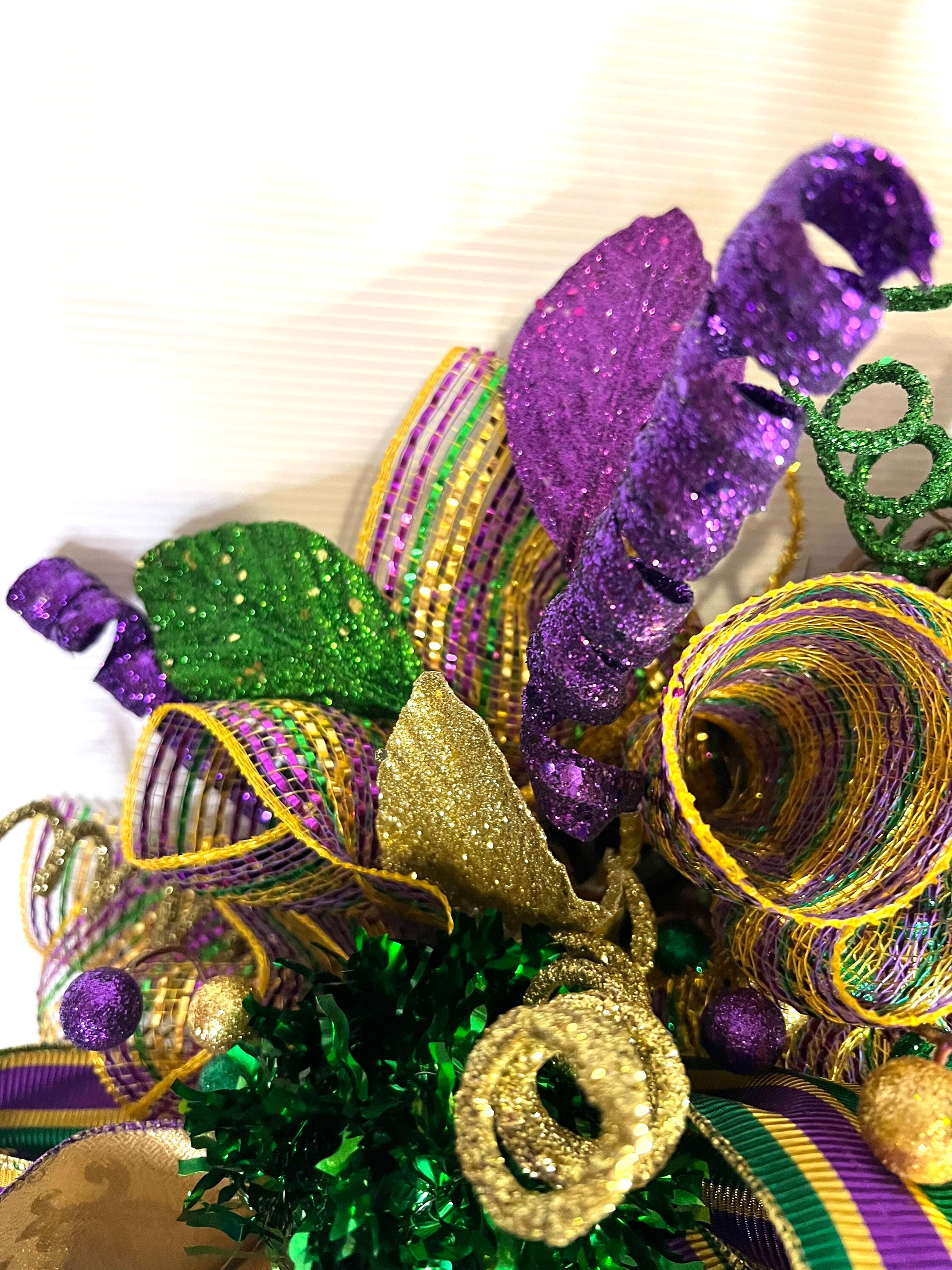 Mardi Gras Wreath, Mardi Gras Decor, Carnival Decorations, Fat Tuesday ...