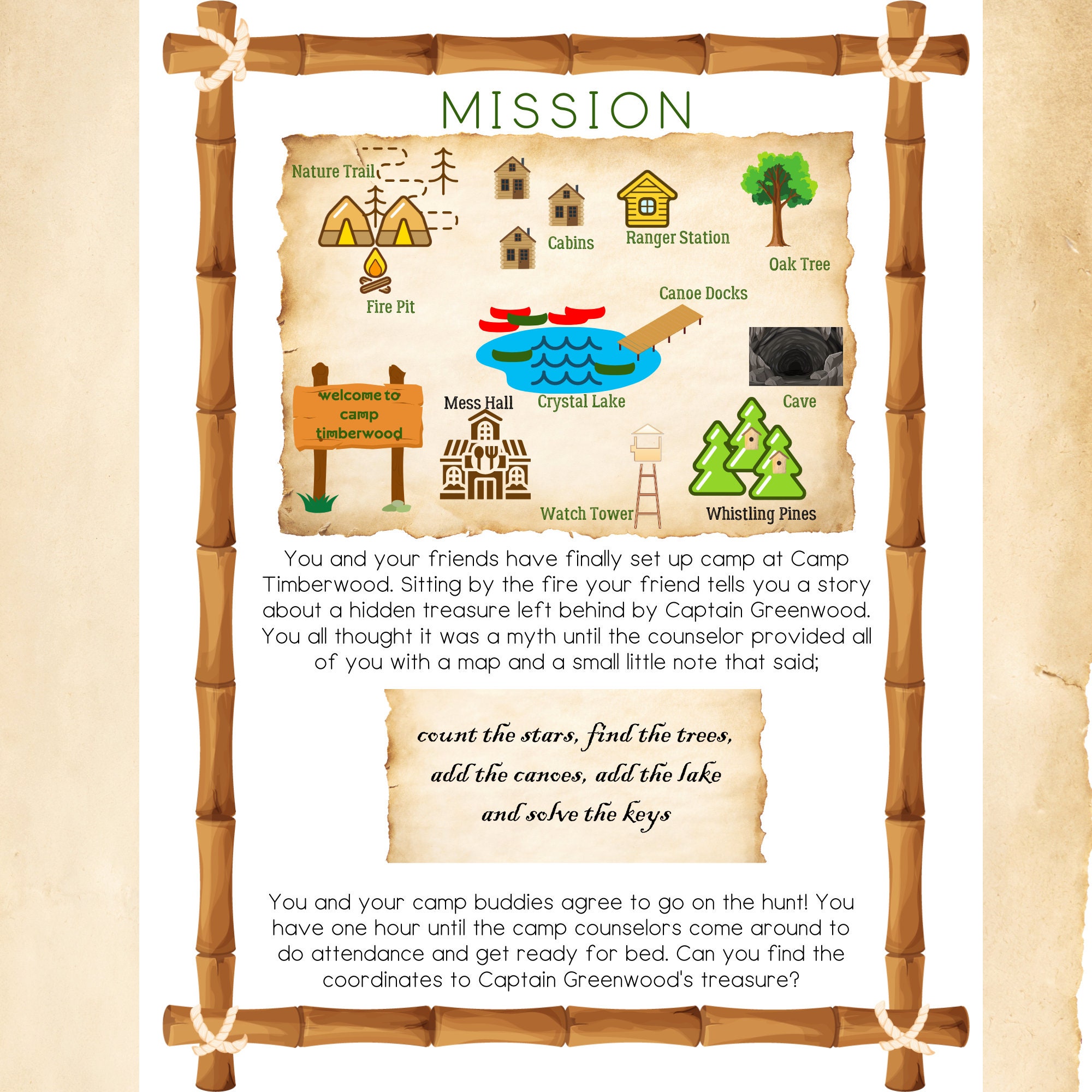 Camping Printable Escape Room for Kids Family Game Night Puzzles ...