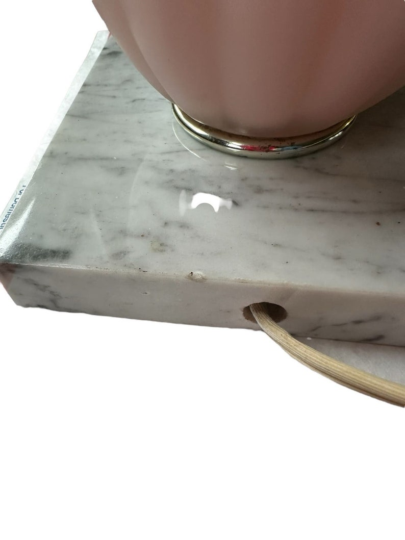 Vintage Pink Glass Table Lamp Marble Base Italy - Etsy