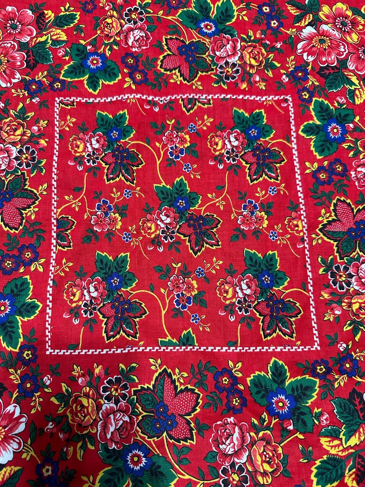 Vintage Red Floral Cotton Bandana RN 14193 Made in USA - Etsy