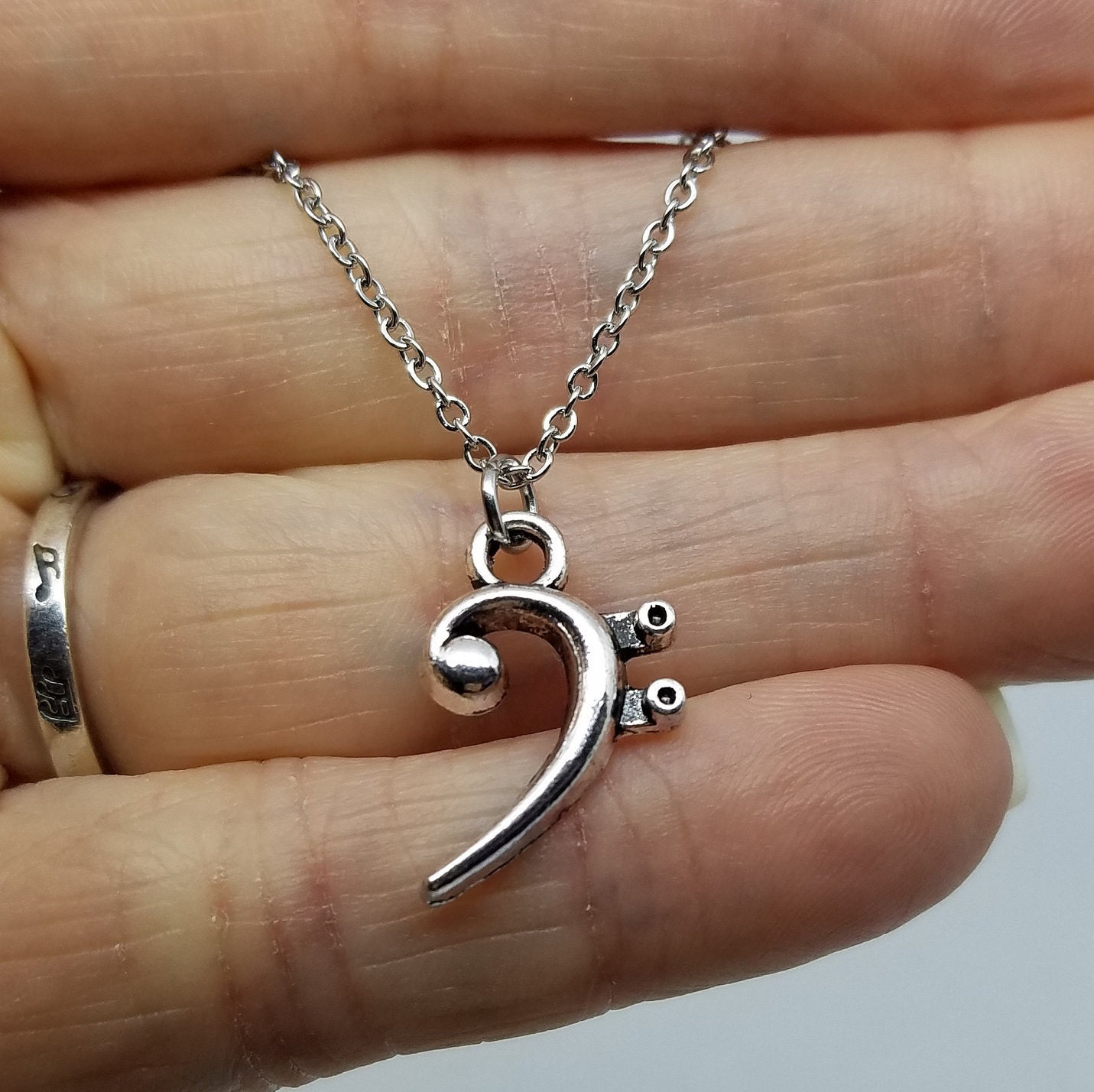 Bass Clef Charm Earrings & Necklace Set or Separate Music | Etsy
