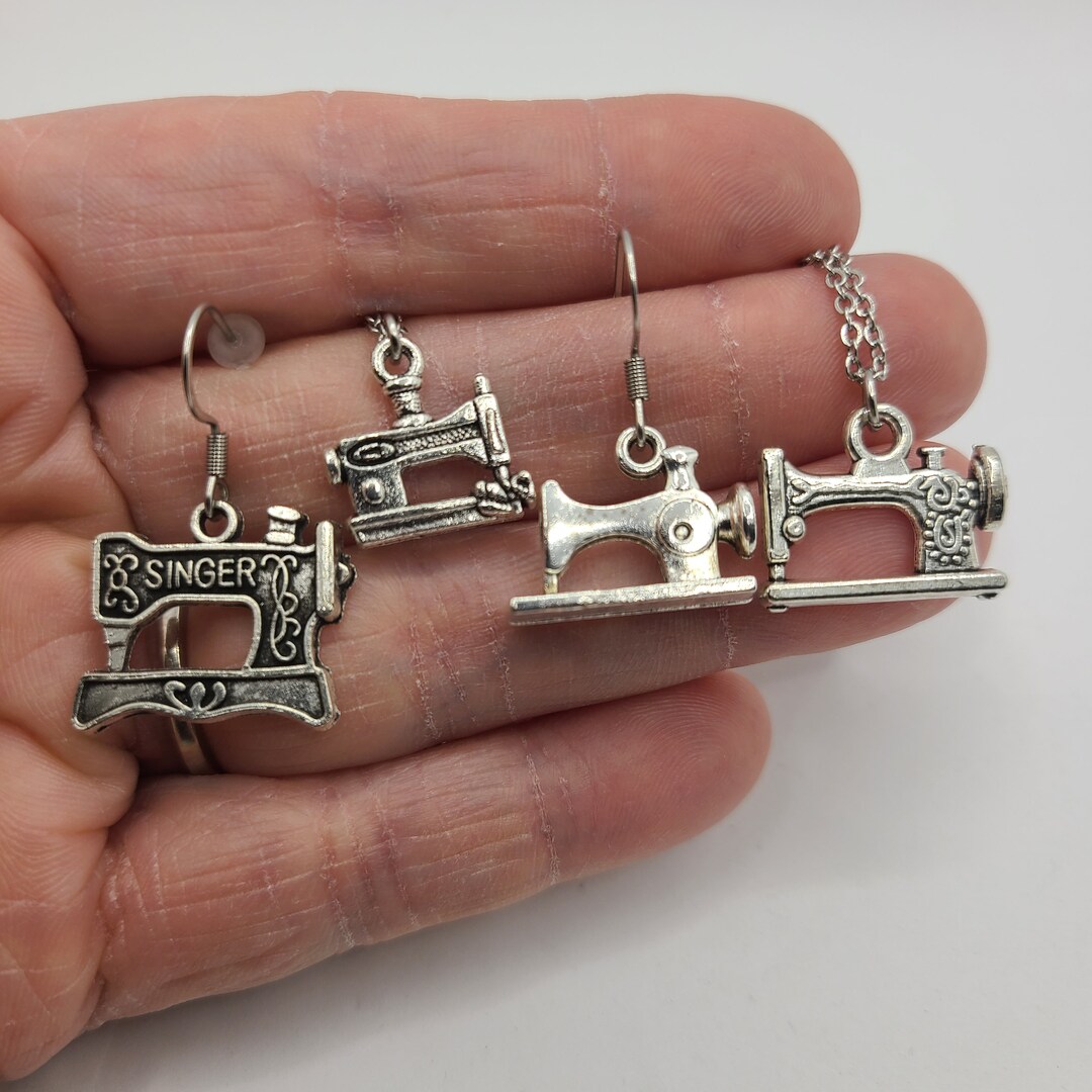 Choice of Antique Sewing Machine Earrings & Necklace Set or Separate ...