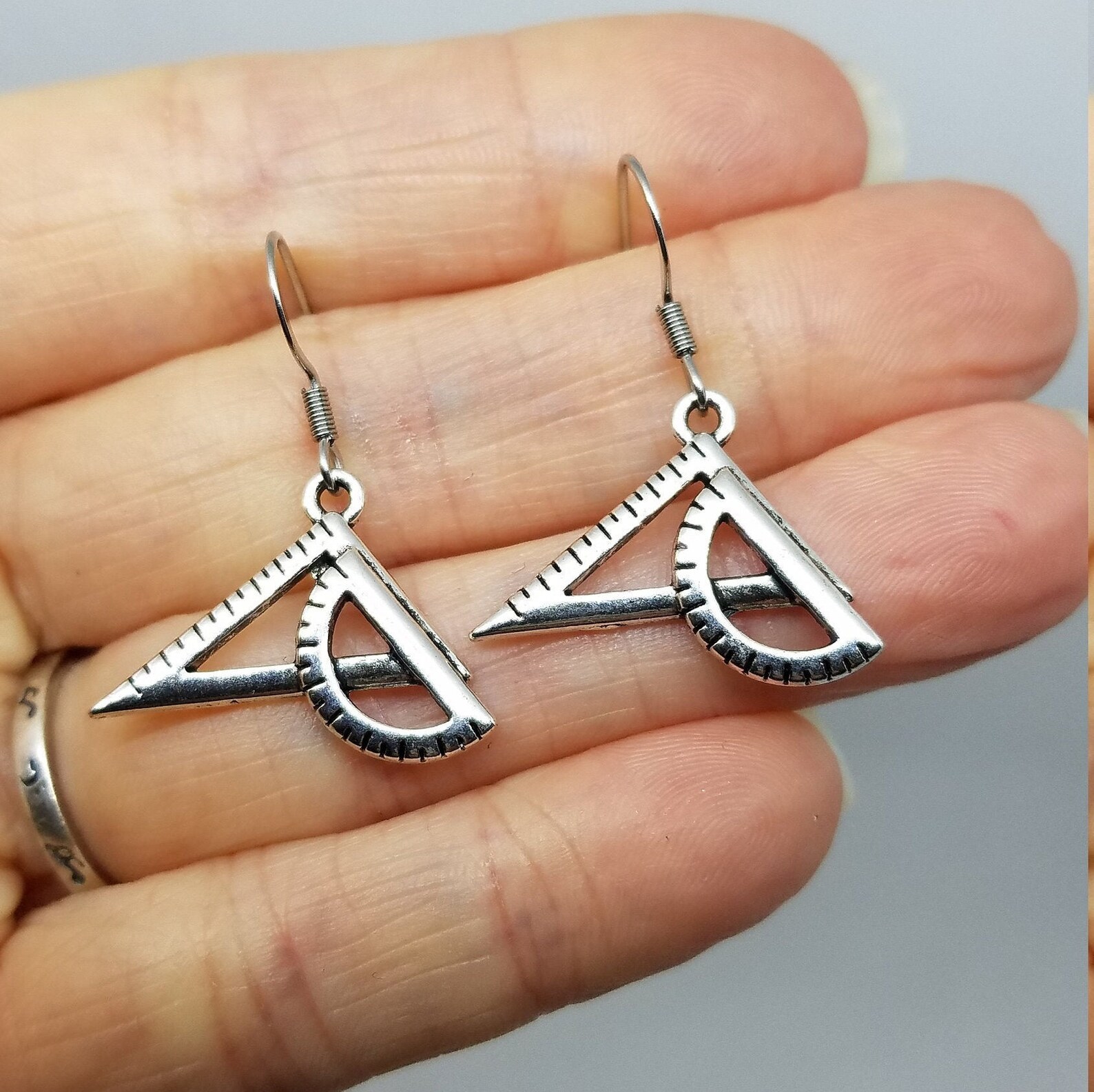 Protractor Charm Earrings & Necklace Set or Separate - Architect, Math ...