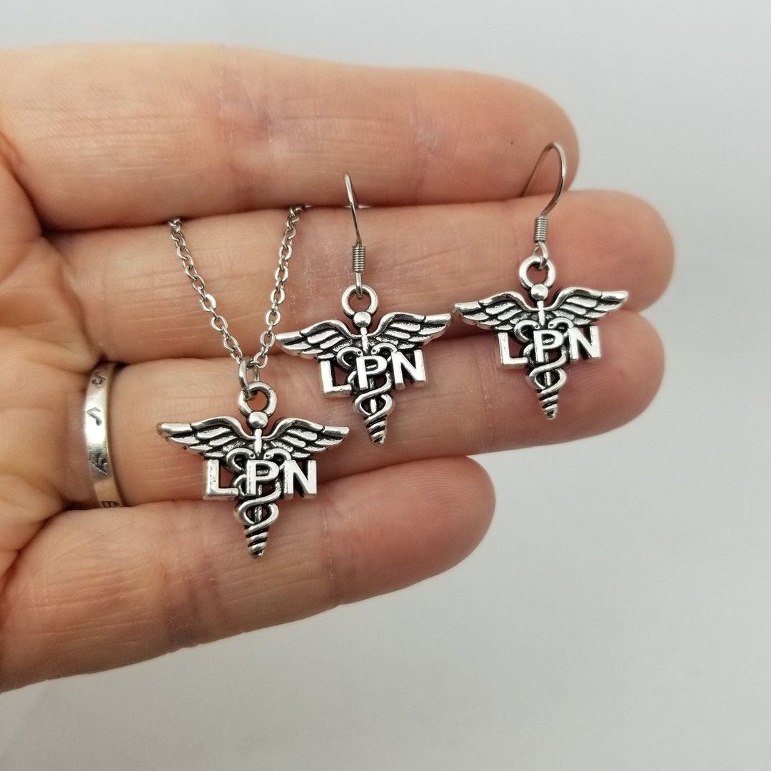 LPN Caduceus Charm Earrings & Necklace Set or Separate - Licensed ...