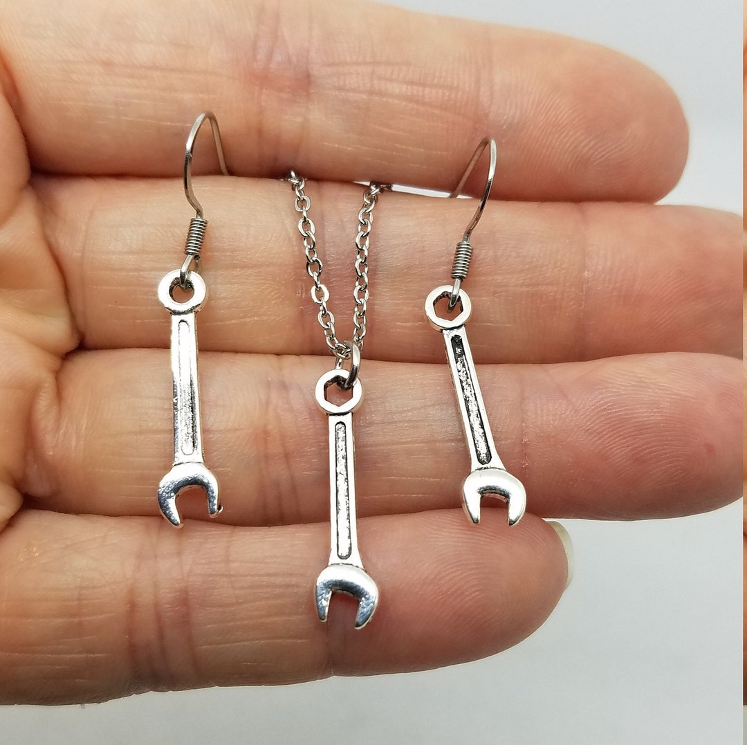 Wrench Charm Earrings & Necklace Set or Separate - Mechanic, Builder ...