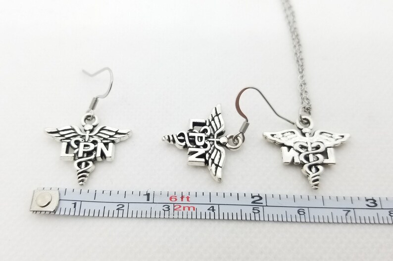 LPN Caduceus Charm Earrings & Necklace Set or Separate - Licensed ...