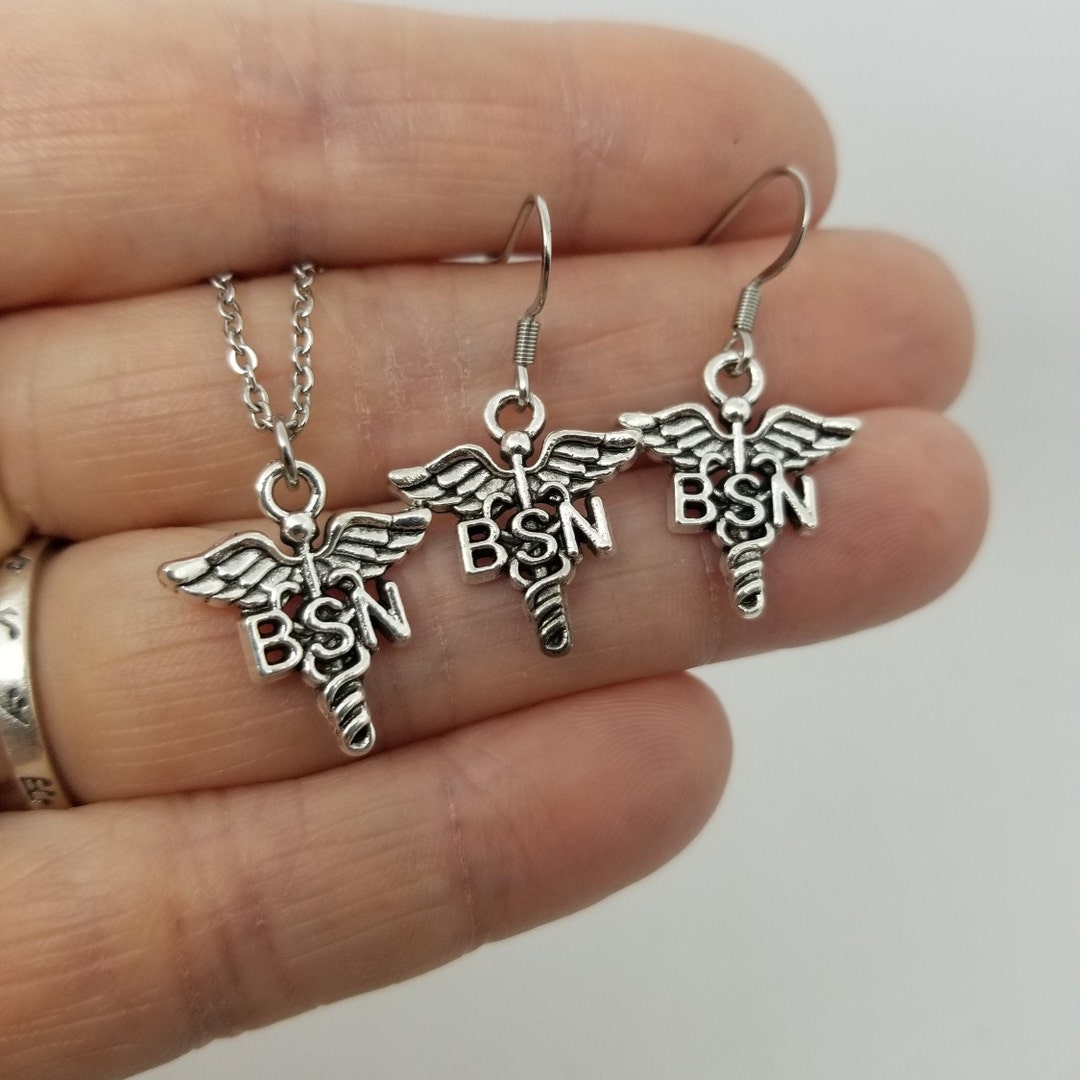 BSN Caduceus Charm Earrings & Necklace Set or Separate - Bachelor of ...