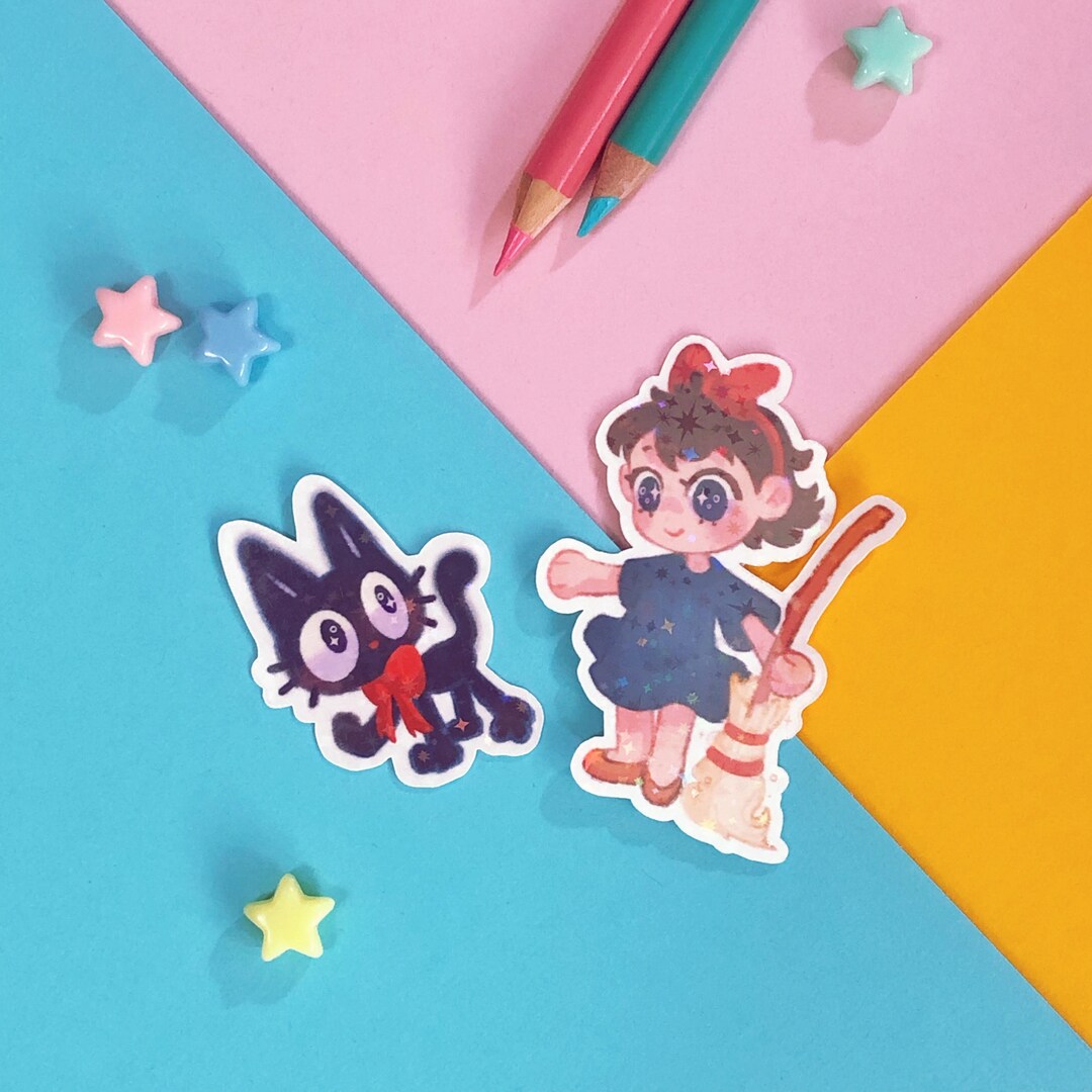 Witch & Cat Sticker Bundle Cute Die Cut Sticker Holographic Vinyl ...