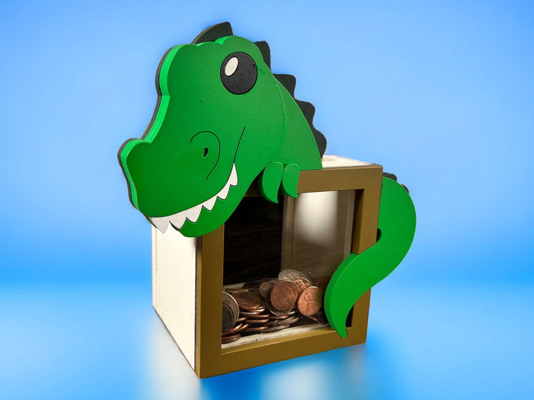 The Ultimate Wooden Dinosaur Bank - Etsy