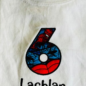 Custom Embroidered Spiderman Number Applique | Birthday Shirt Design ...