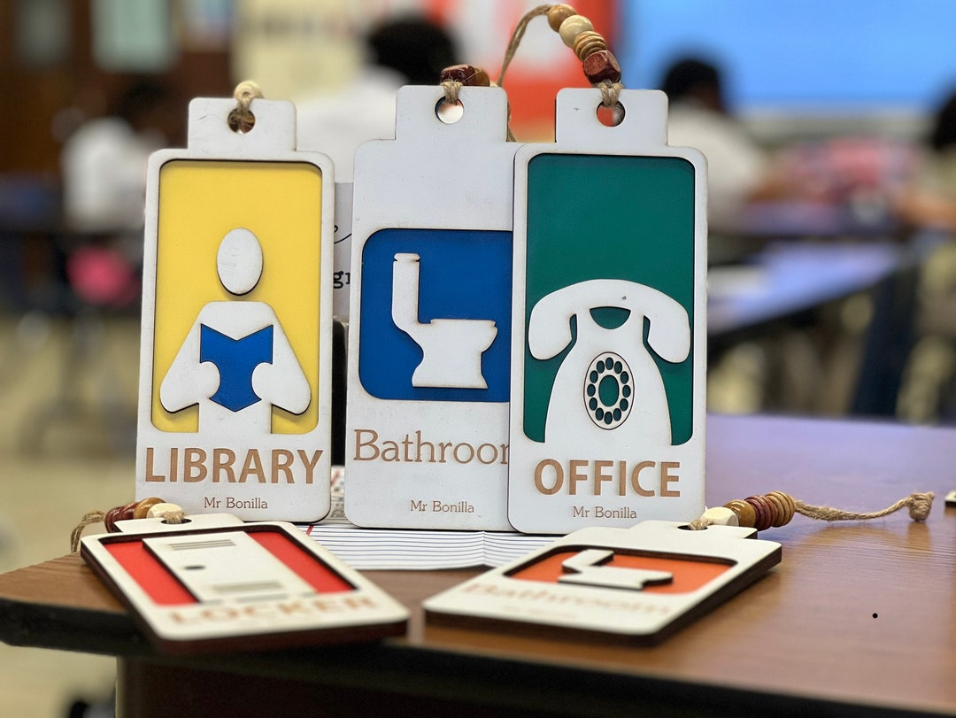 Custom Wooden Bathroom Passes for Teachers - Etsy