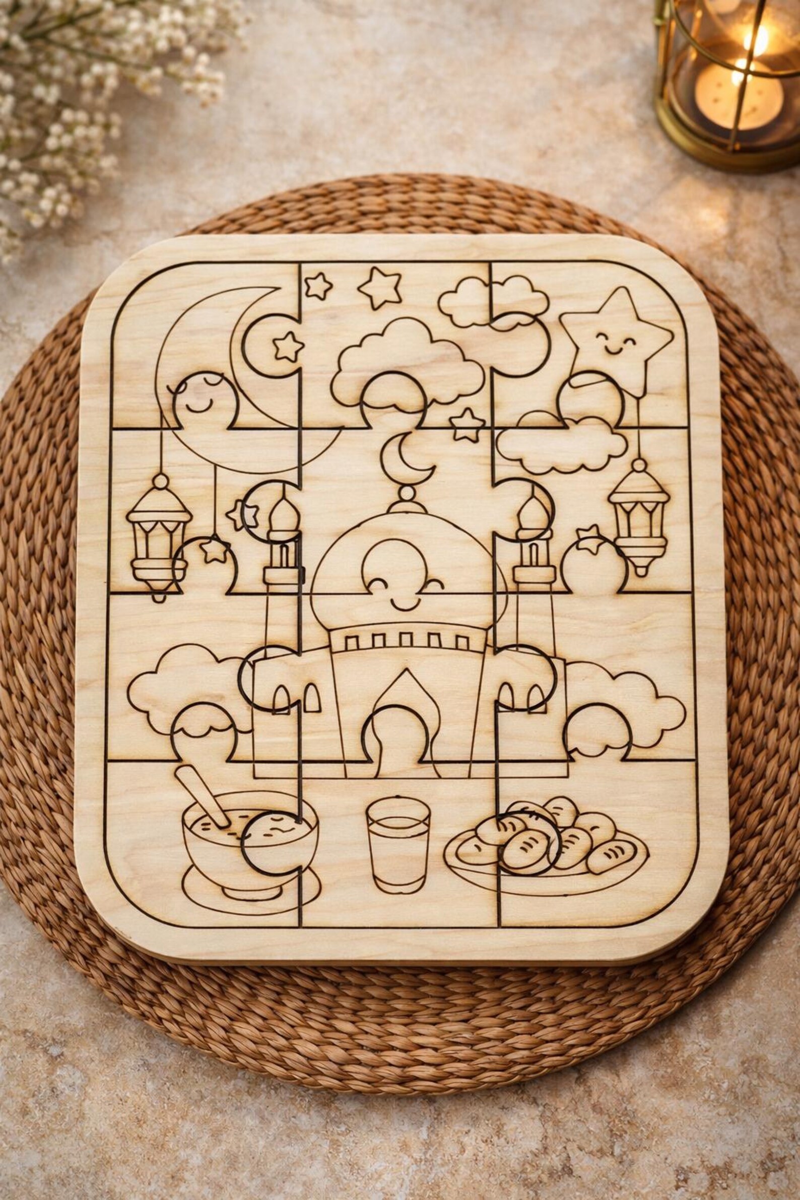 Ramadan & Eid Color Your Own Puzzle Set | Islamic Wooden Jigsaw ...