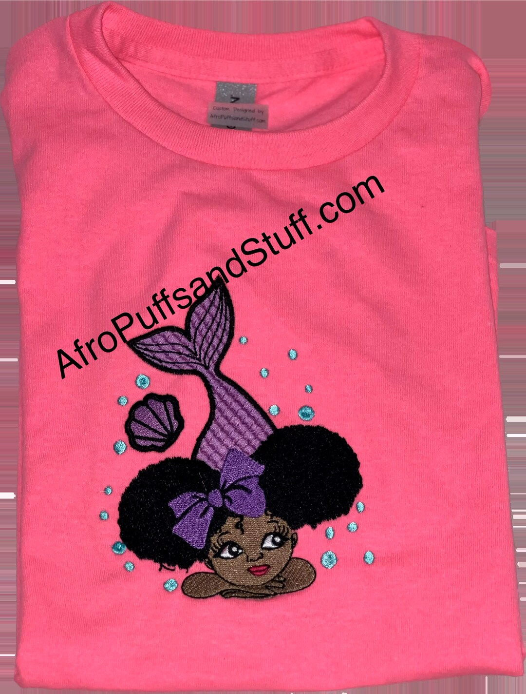 Mermaid Embroidered Design / Mermaid Afro Puffs / Cute Mermaid ...