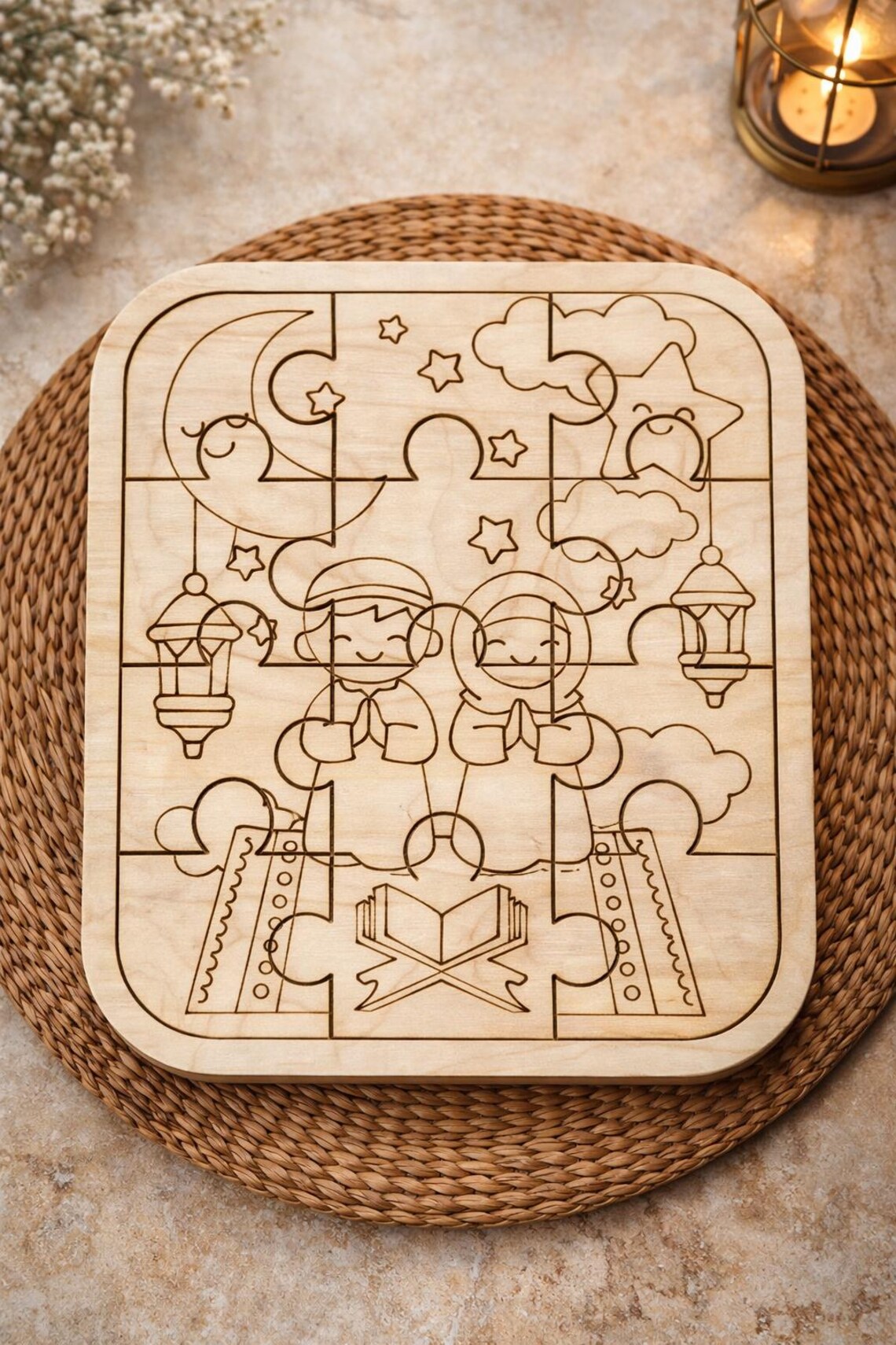 Ramadan & Eid Color Your Own Puzzle Set | Islamic Wooden Jigsaw ...