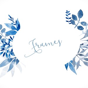 Foliage Clipart, Blue Leaves Clipart, Indigo Clipart, Blue Watercolor ...