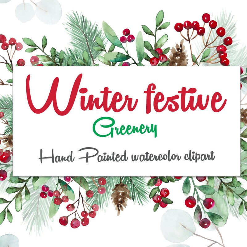 Winter Greenery Clipart - Etsy