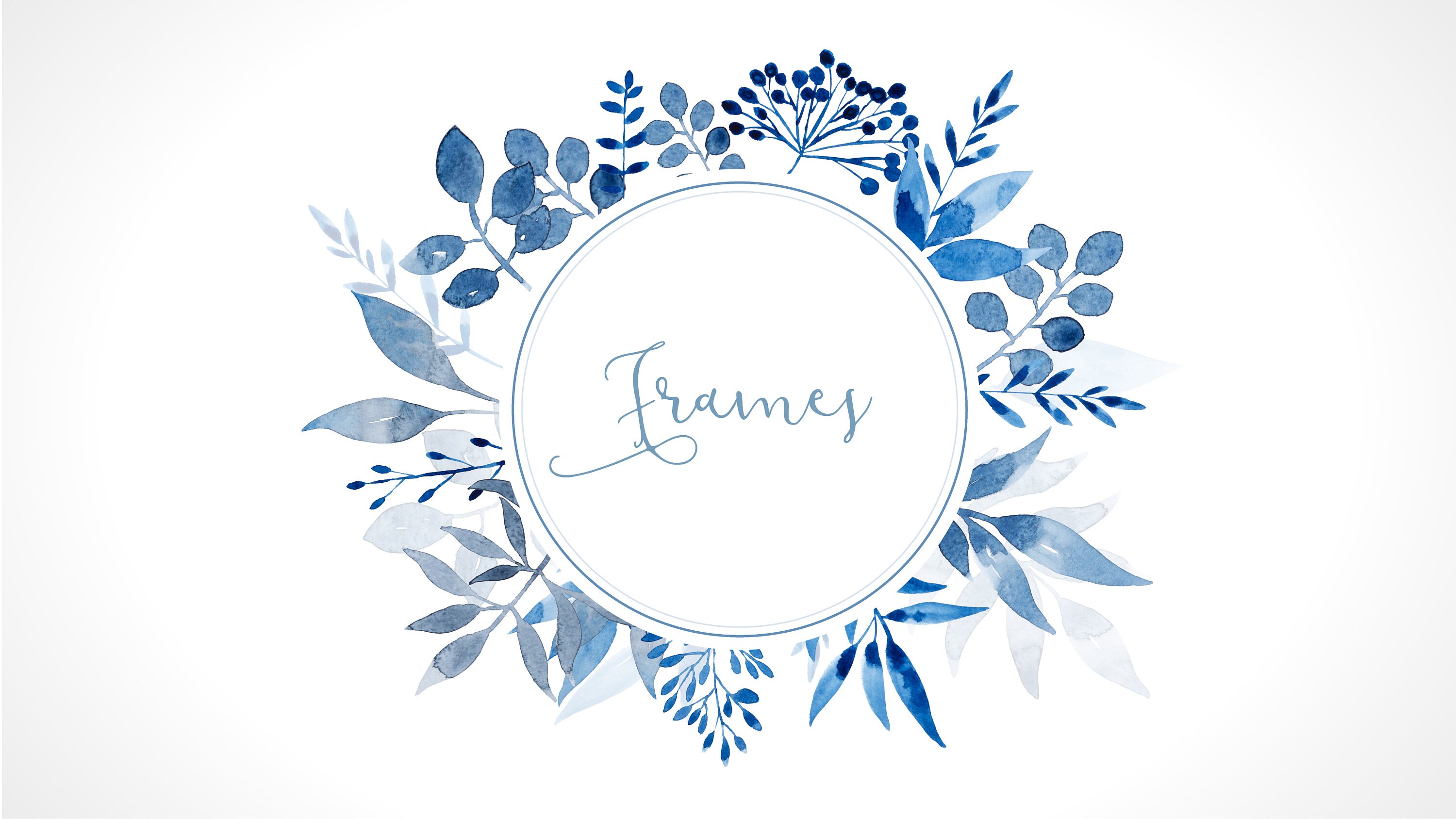 Foliage Clipart, Blue Leaves Clipart, Indigo Clipart, Blue Watercolor ...