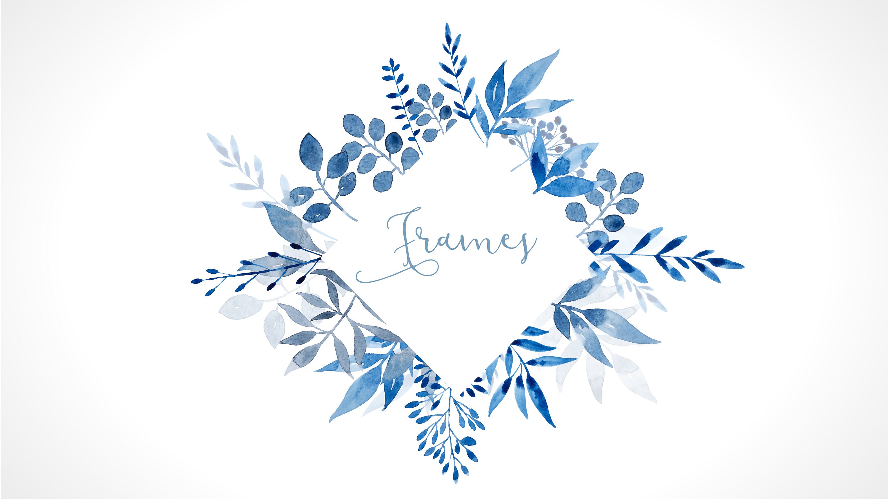 Foliage Clipart, Blue Leaves Clipart, Indigo Clipart, Blue Watercolor ...