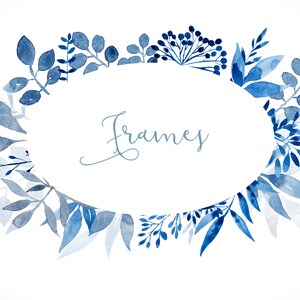 Foliage Clipart, Blue Leaves Clipart, Indigo Clipart, Blue Watercolor ...