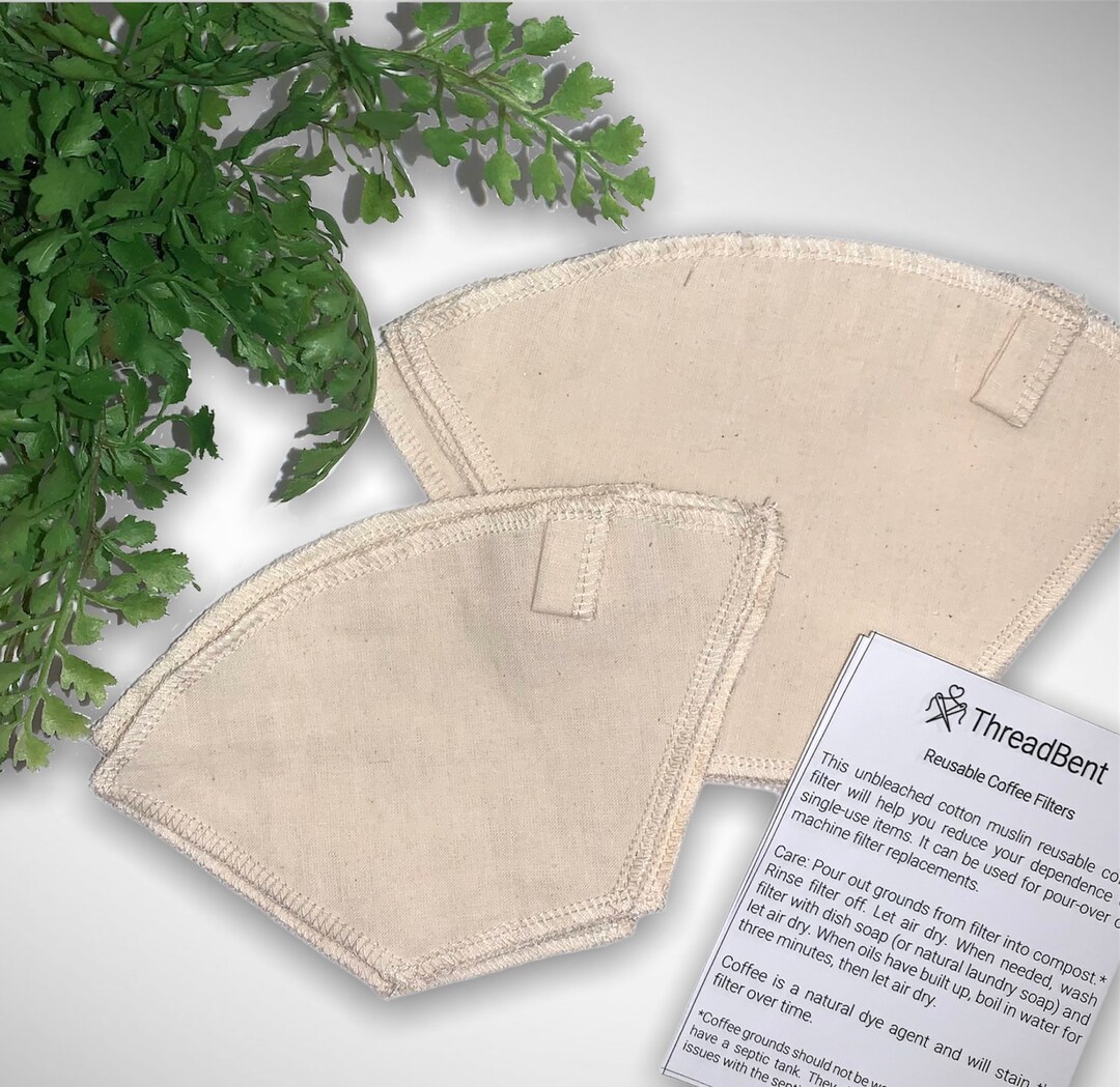 Reusable Unbleached Muslin Coffee Filter - Cone #2 and Cone #4 Sizes ...