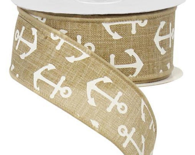 Boat Anchors Wired Ribbon Roll 1.5" X 10 Yards Wreath Nautical ...