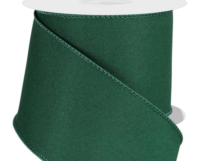 Hunter Green Diagonal Weave Wired Edge Ribbon, 2.5" X 10 Yards Roll ...