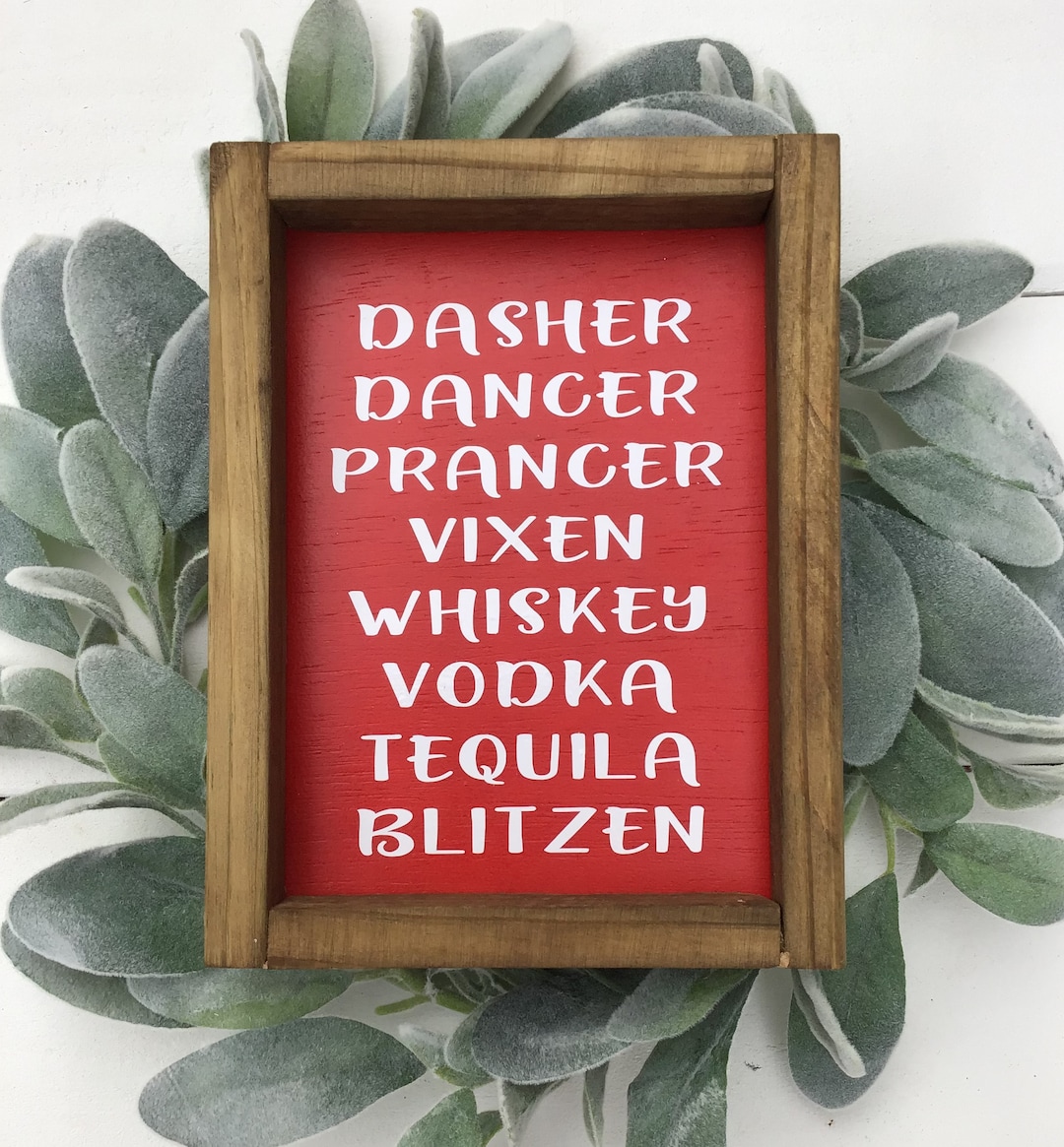 Funny Bar Sign Reindeer Names Christmas Alcohol Farmhouse Home Decor - Etsy
