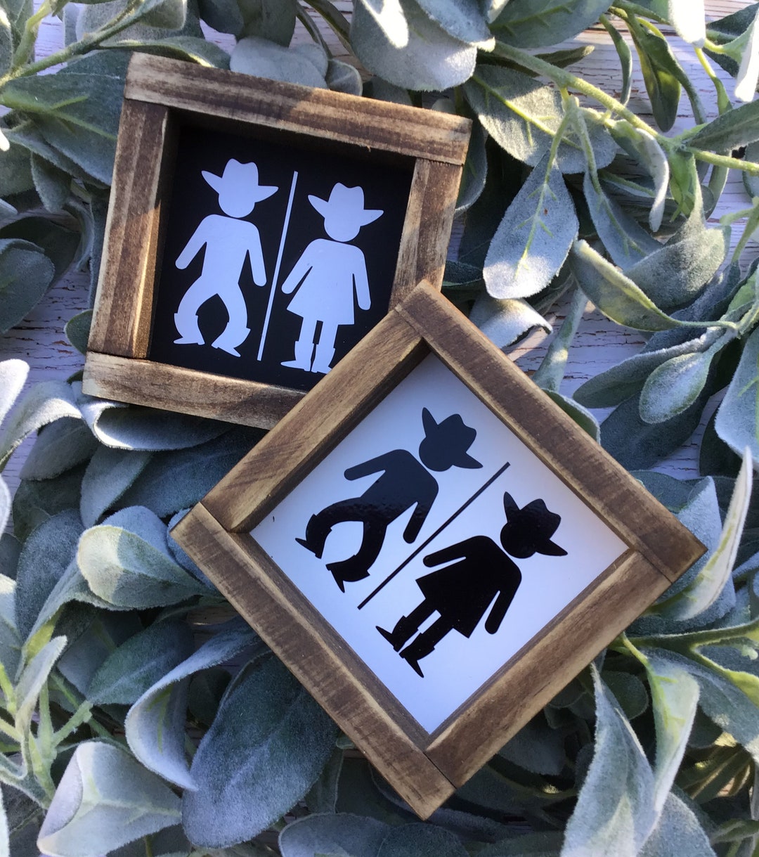 Cowgirl Cowboy Bathroom Sign Western Farmhouse Restroom Bath Home Decor ...